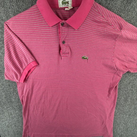 Lacoste | Shirts | Vtg Izod Lacoste Grand Patron Striped Pink Short ...